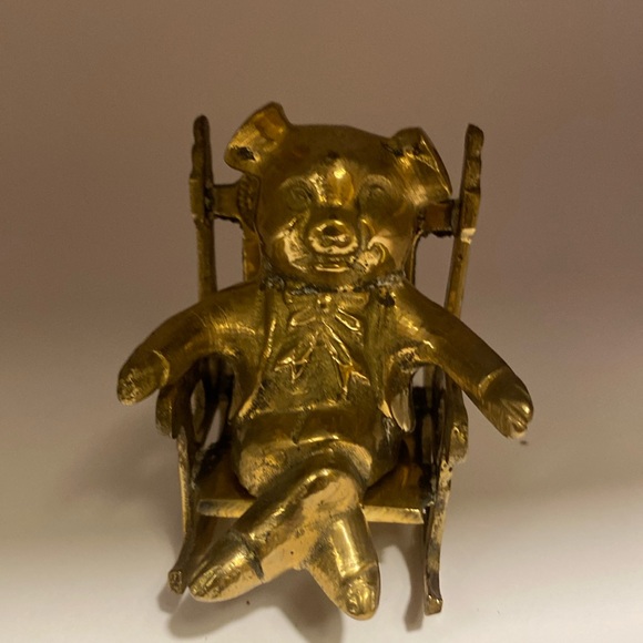 Accents | Vtg Brass Pig Relaxing In A Rocking Chair Figurine Shelf Desk ...